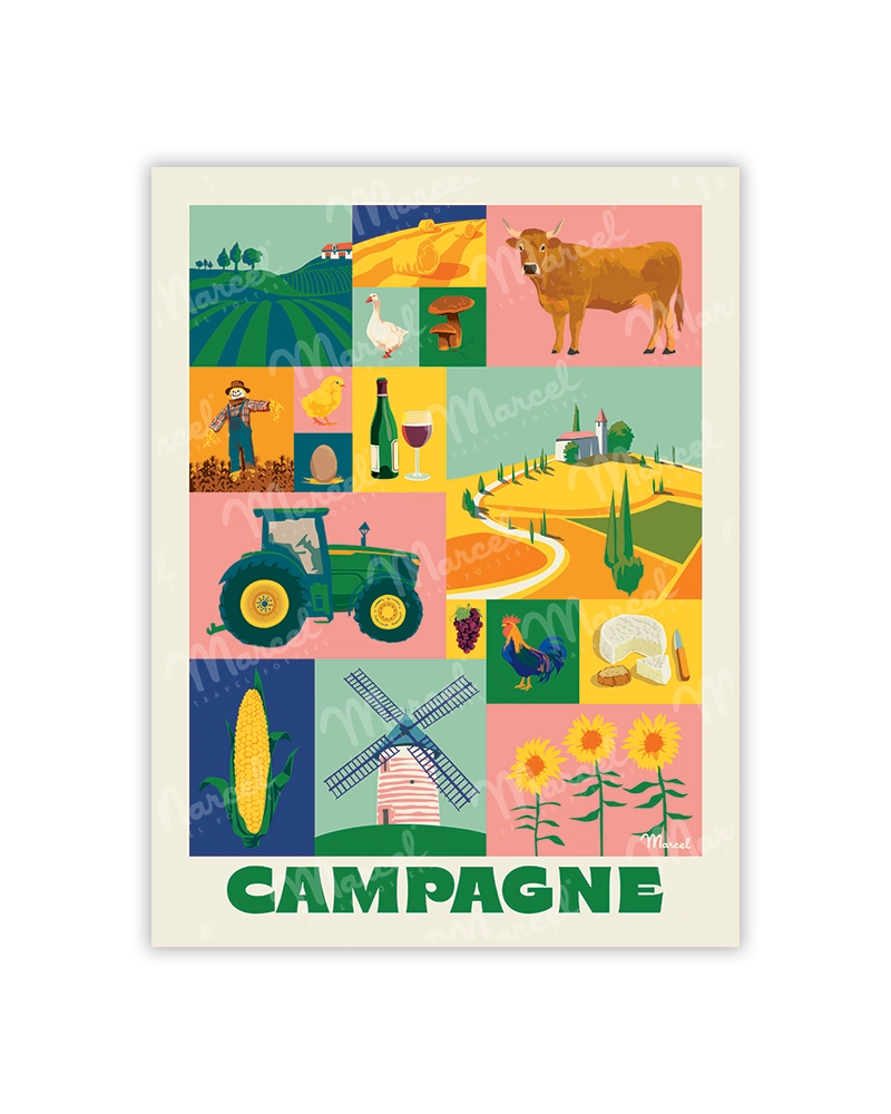 Carte Postale City Color "Campagne" - Marcel Travel Posters