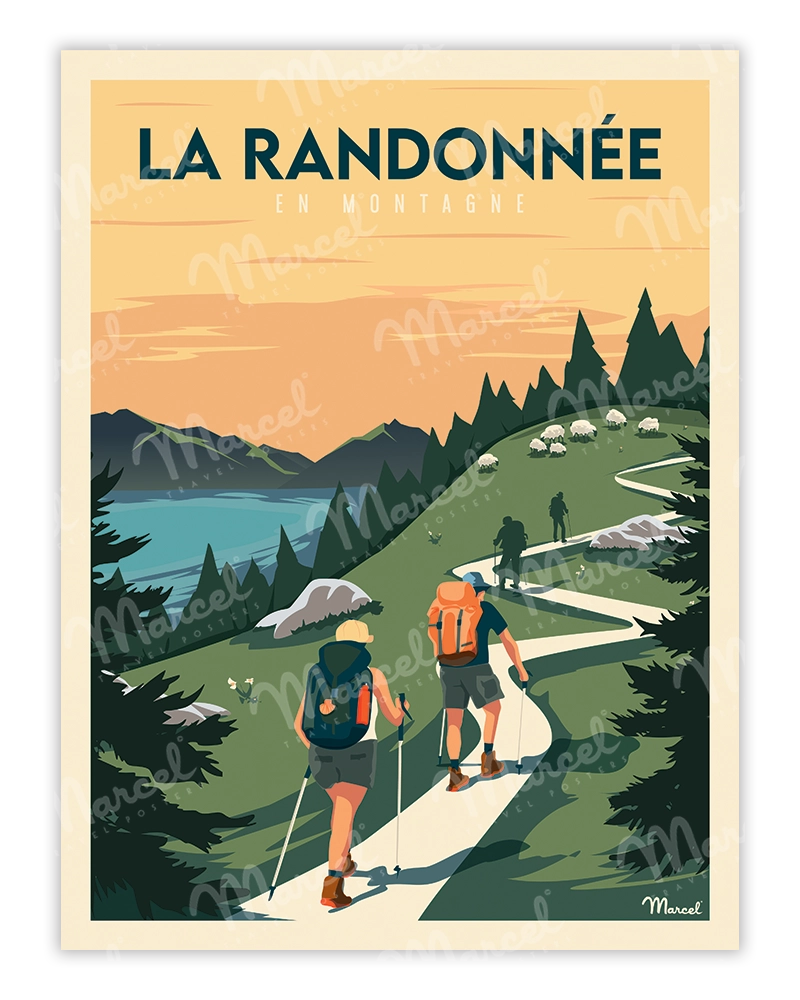 "Winter Hiking" poster - Marcel Travel Posters