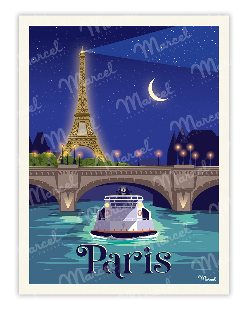 PARIS poster "Stroll along the Seine" - Marcel Travel Posters