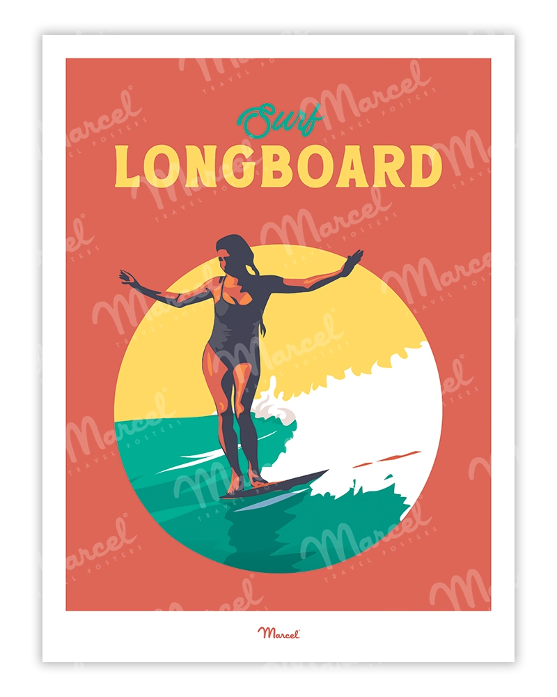 Travel Color Poster "Longboard" - Marcel Travel Posters