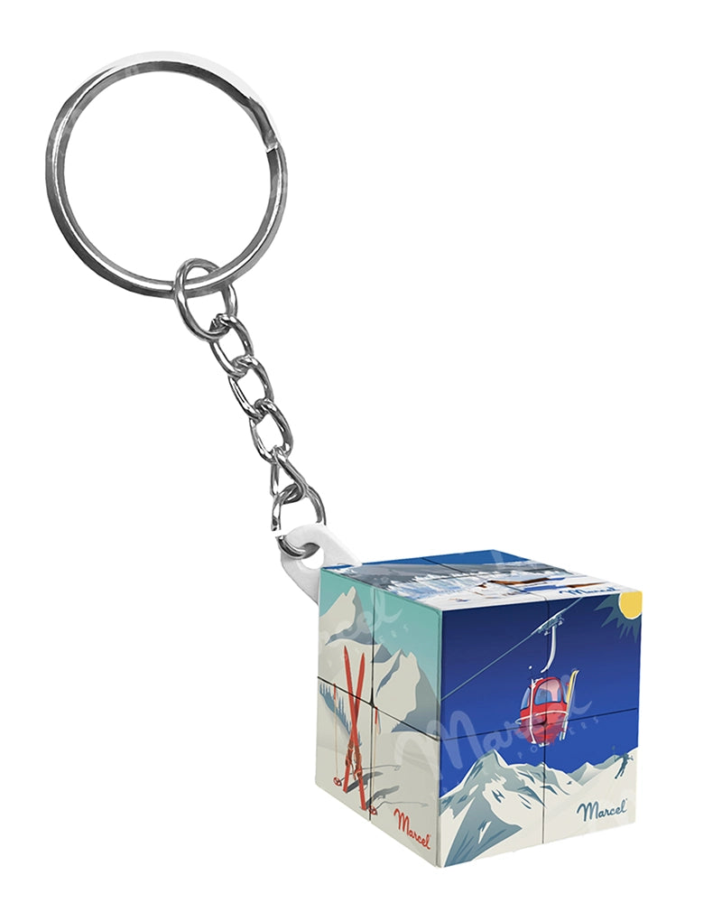 Cube key ring "Winter in the mountains" – Marcel Travel Posters