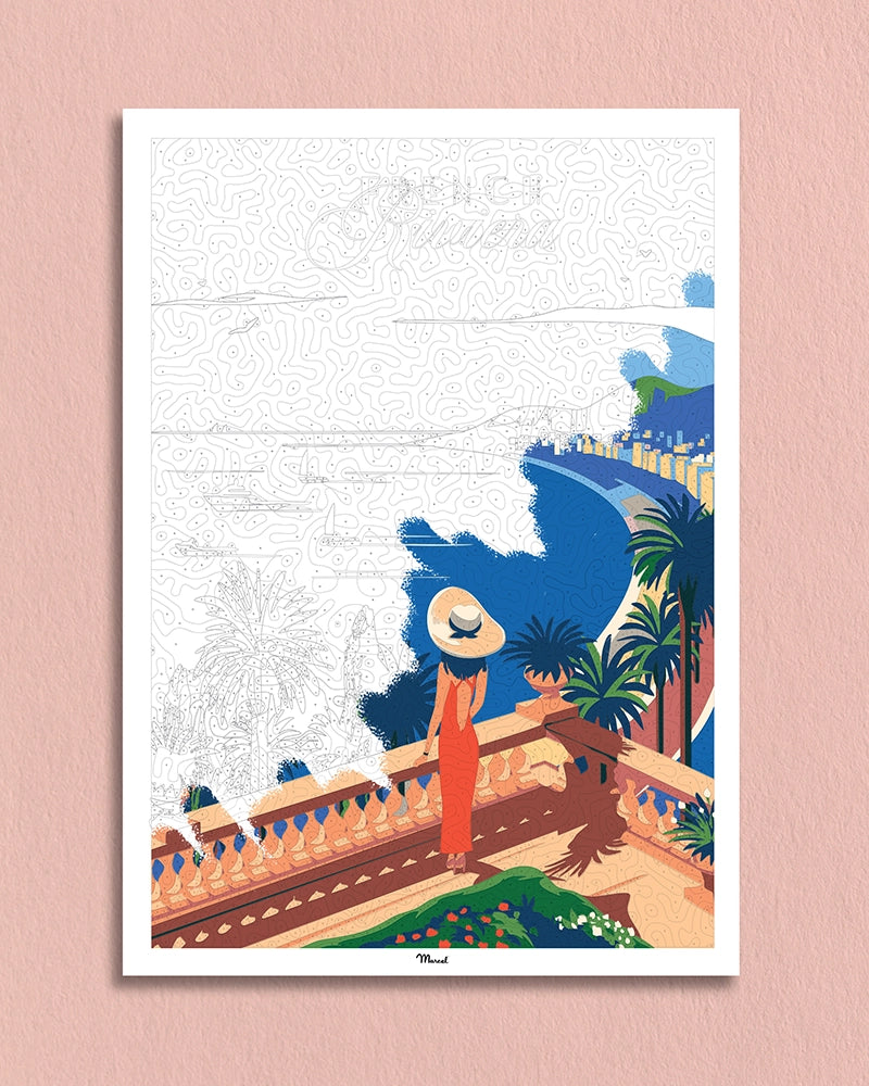 Poster Coloriage Mystère FRENCH RIVIERA "Le Balcon" – Marcel Travel Posters