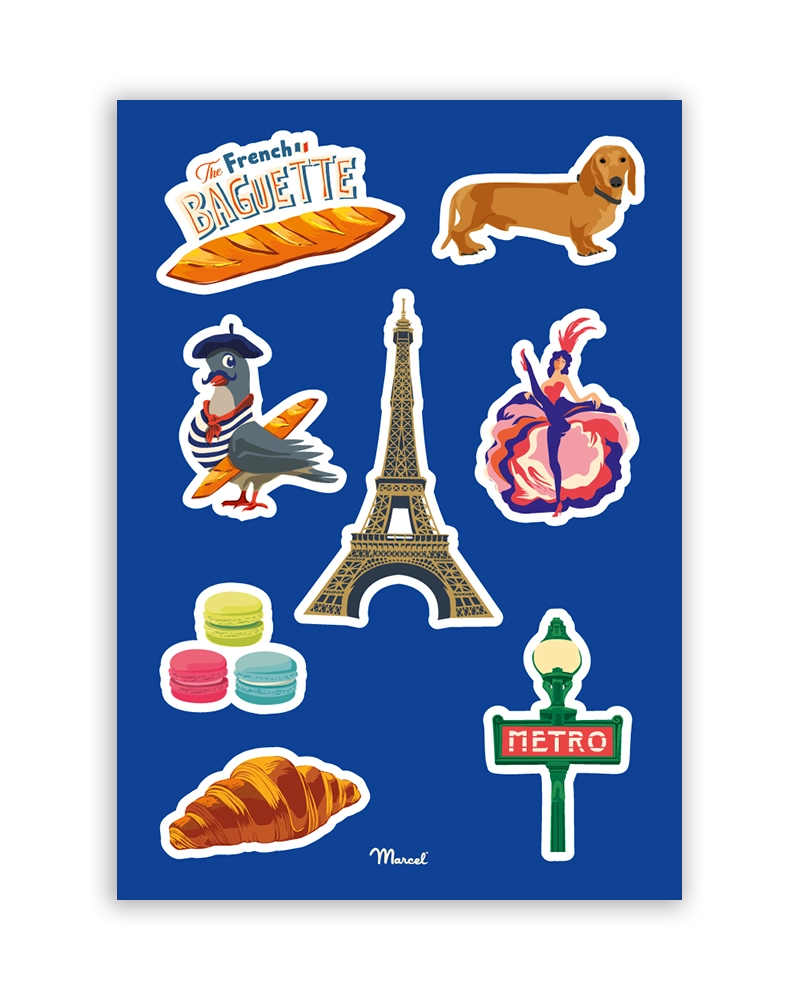 PARIS sticker sheet – Marcel Travel Posters