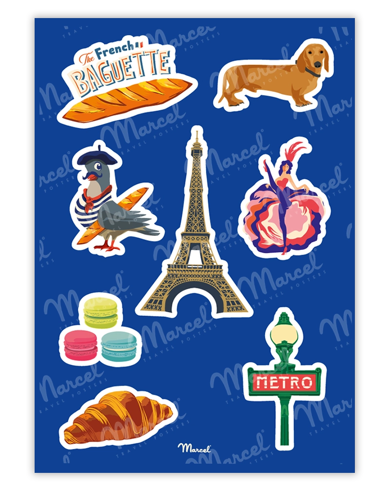 Planche de stickers PARIS – Marcel Travel Posters